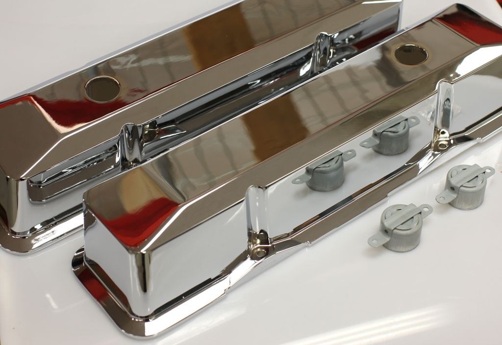 SBC CHEVY TALL CHROME OVER ALUMINUM VALVE COVERS # 8211-8C | eBay